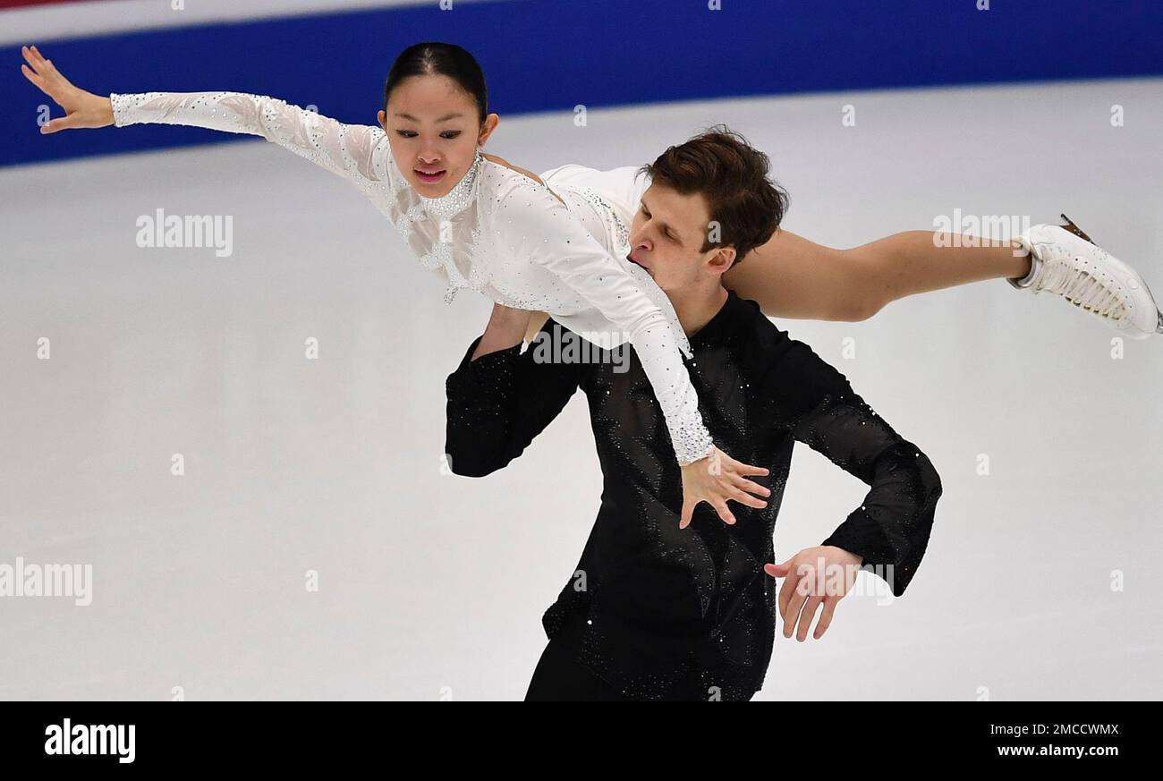 Audrey Lu and Misha Mitrofanov of USA perform in the pair's free ...