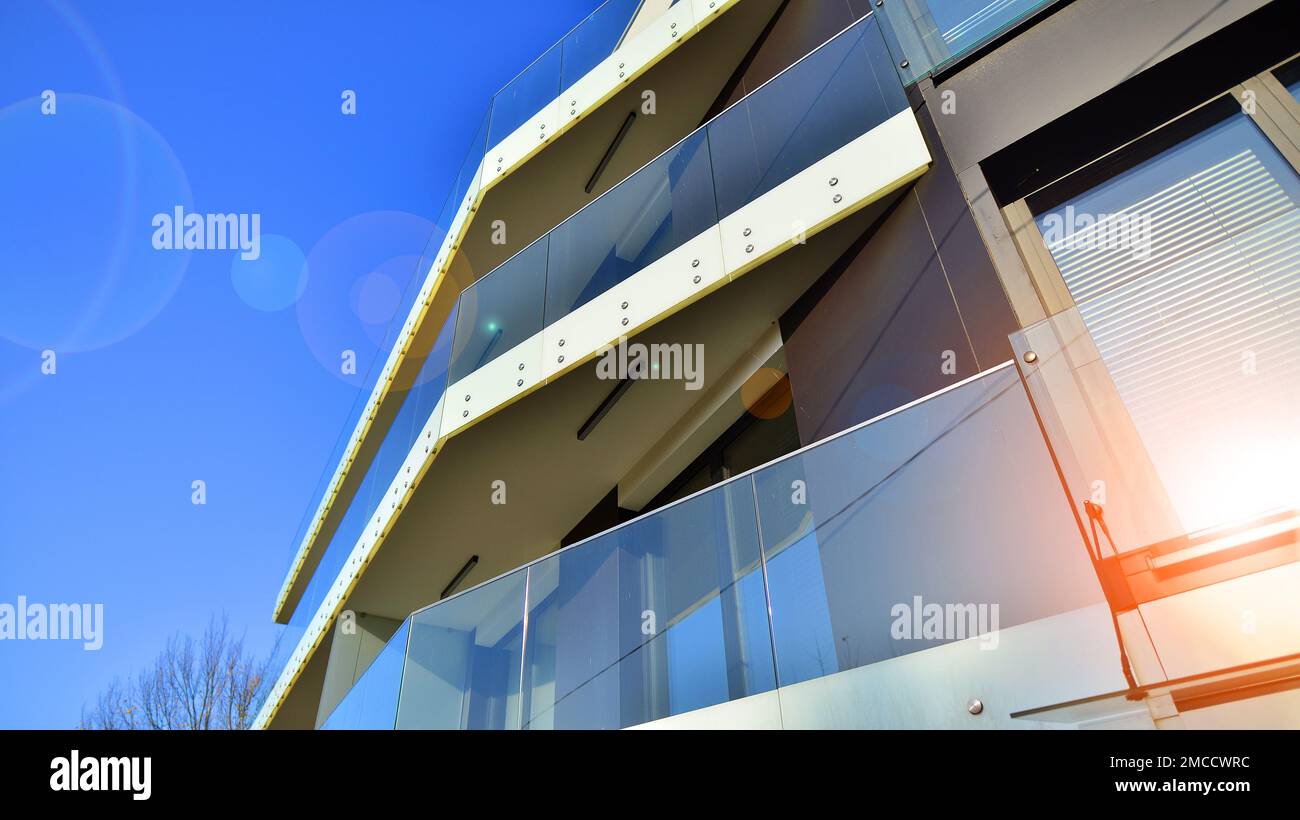 Modern european residential architecture on a sunny day. Exterior of ...