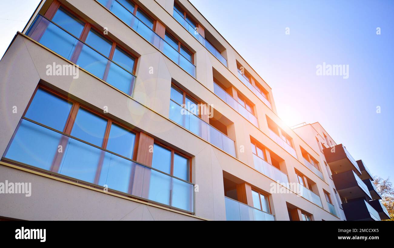 Modern european residential architecture on a sunny day. Exterior of ...