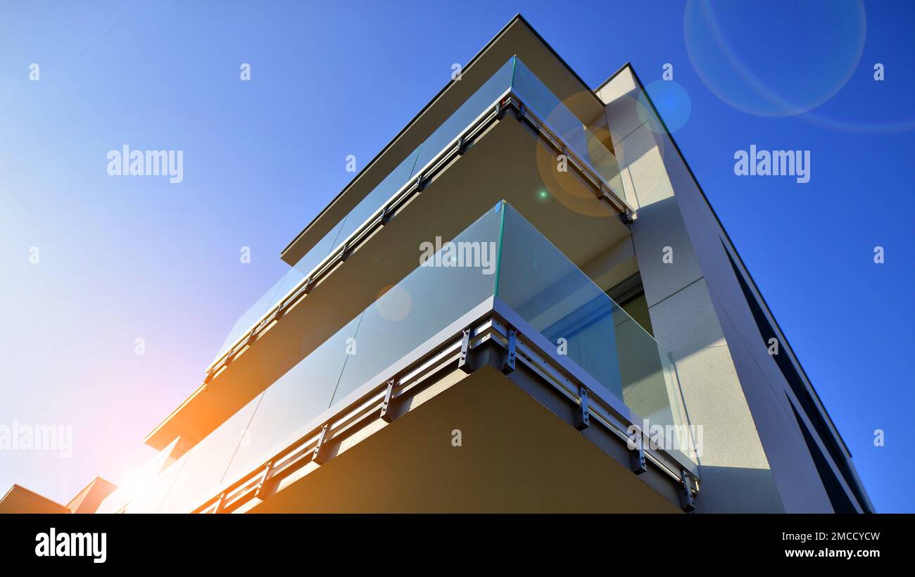 Modern european residential architecture on a sunny day. Exterior of ...