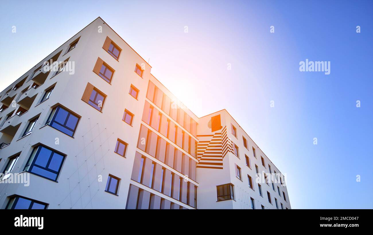 Modern european residential architecture on a sunny day. Exterior of ...