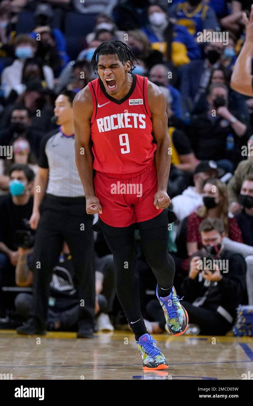 Houston Rockets guard Josh Christopher celebrates his 3-point basket ...
