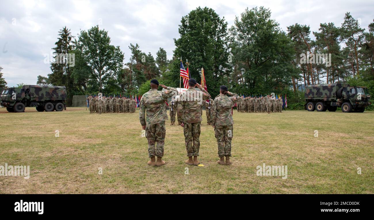 U.S. Soldiers with the 512th Field Hospital render honors during a ...