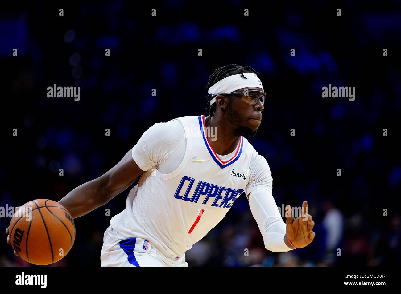 Los Angeles Clippers' Reggie Jackson plays during an NBA basketball ...