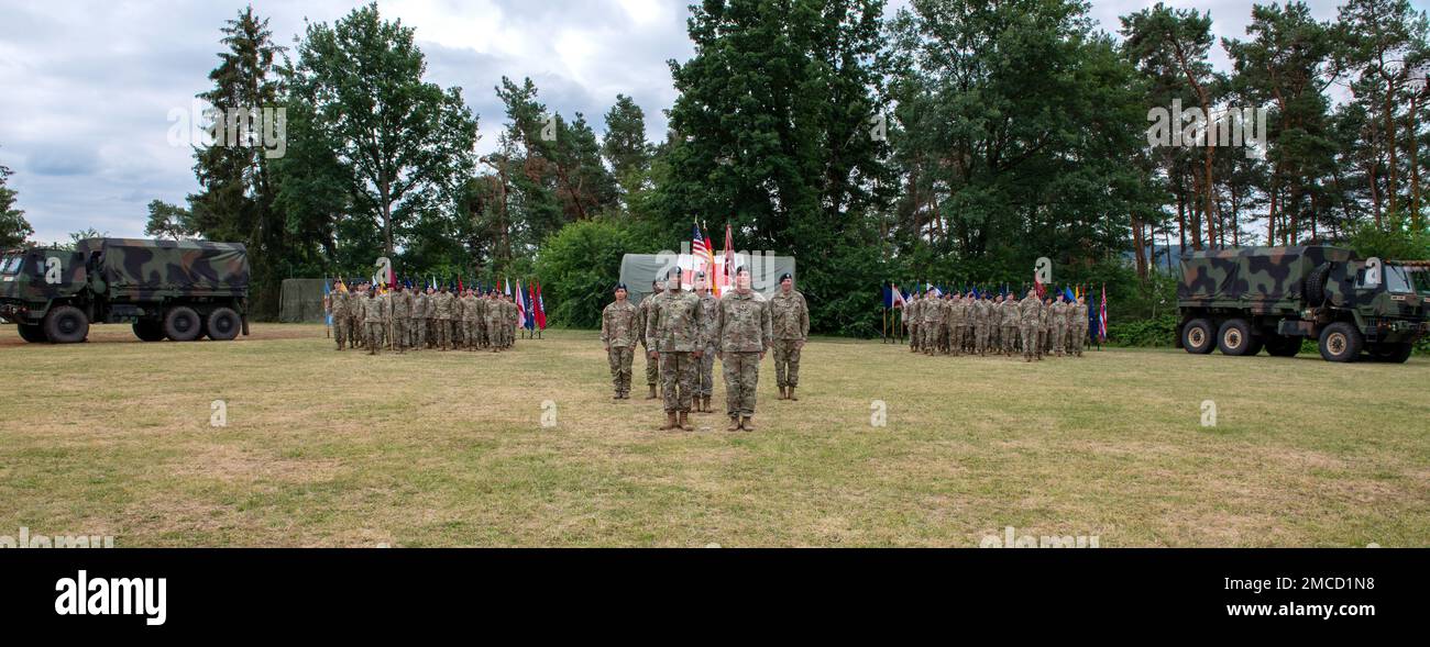 U.S. Soldiers with the 512th Field Hospital attend a change of command ...