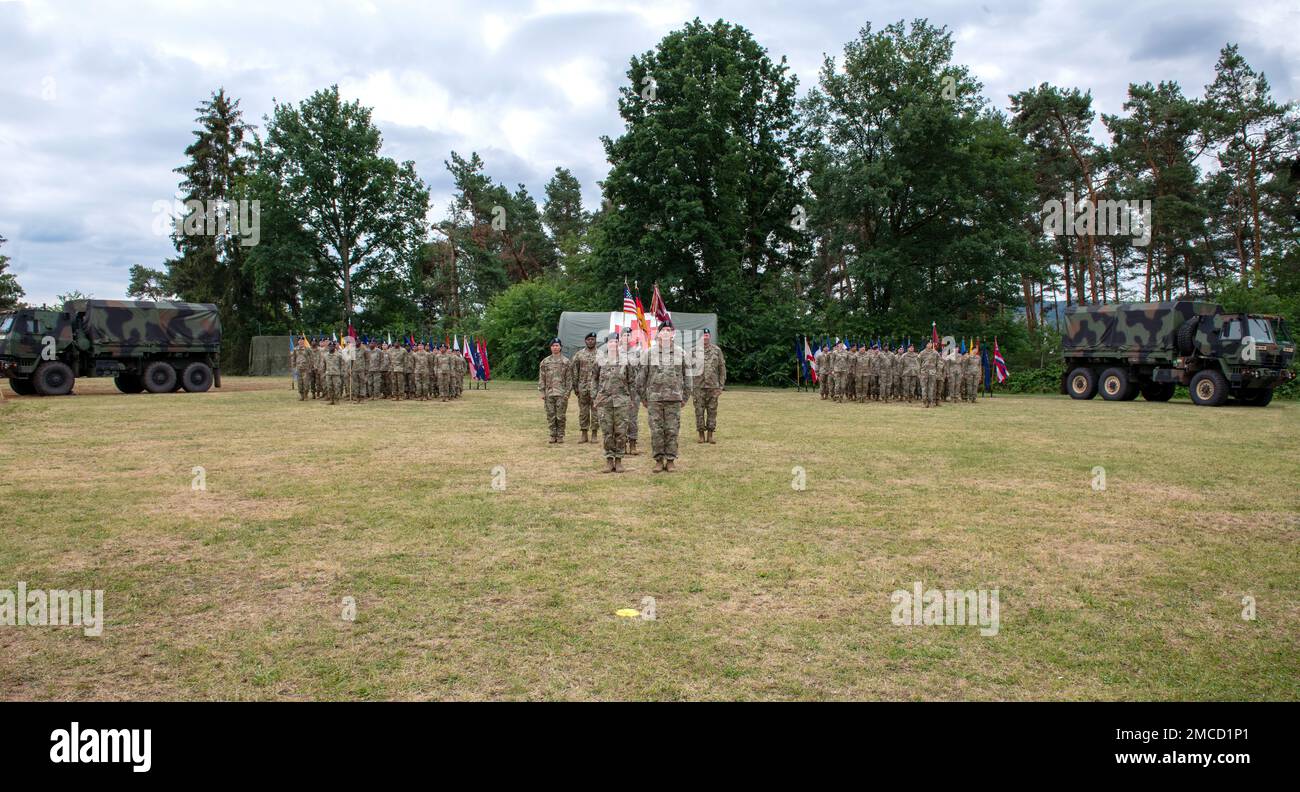 U.S. Soldiers with the 512th Field Hospital attend a change of command ...