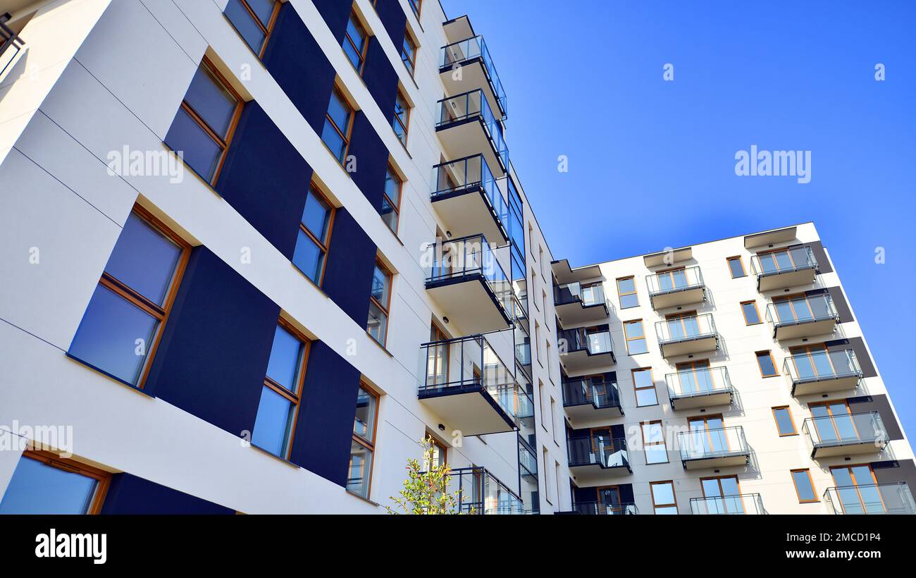 Modern european residential architecture on a sunny day. Exterior of ...