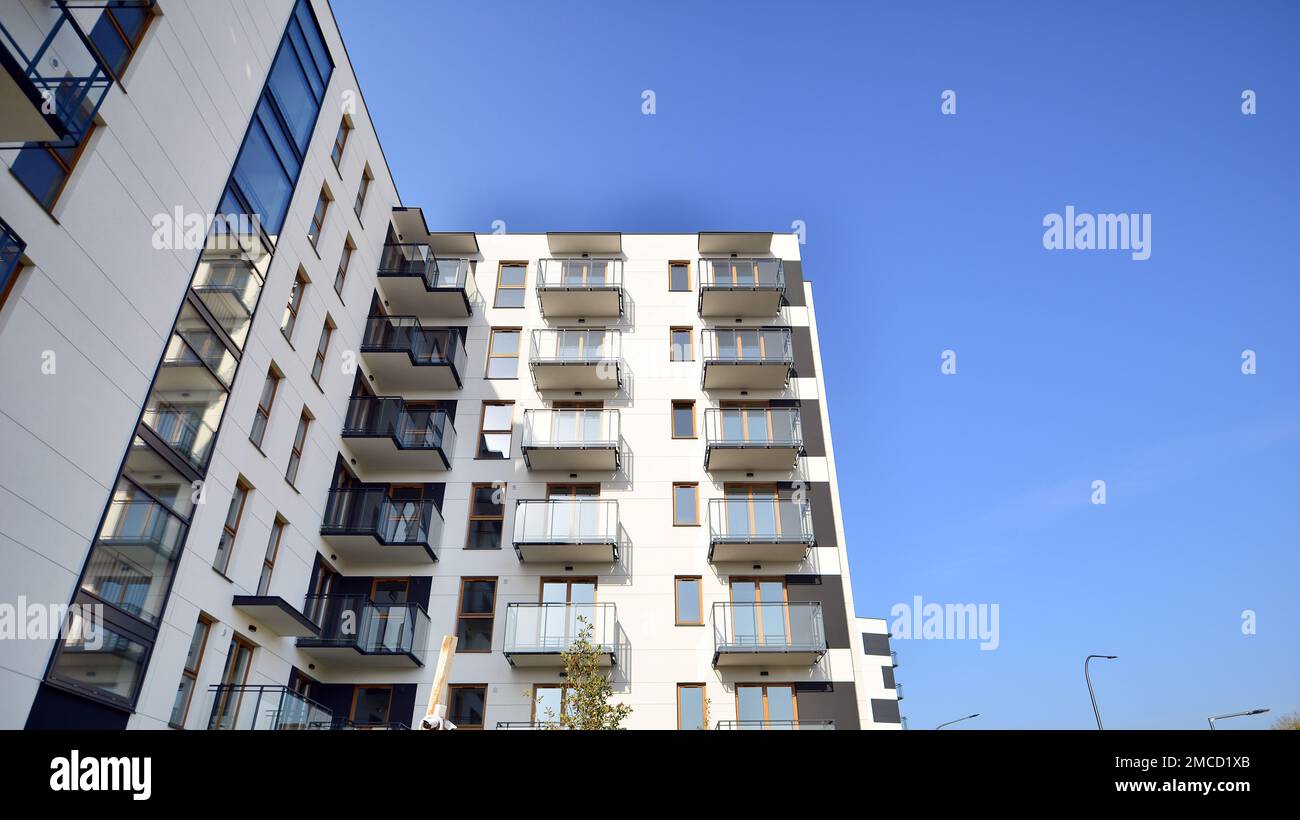 Modern european residential architecture on a sunny day. Exterior of ...