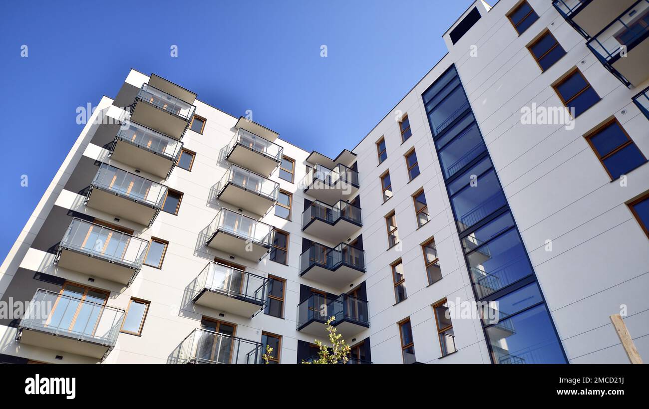 Modern european residential architecture on a sunny day. Exterior of ...