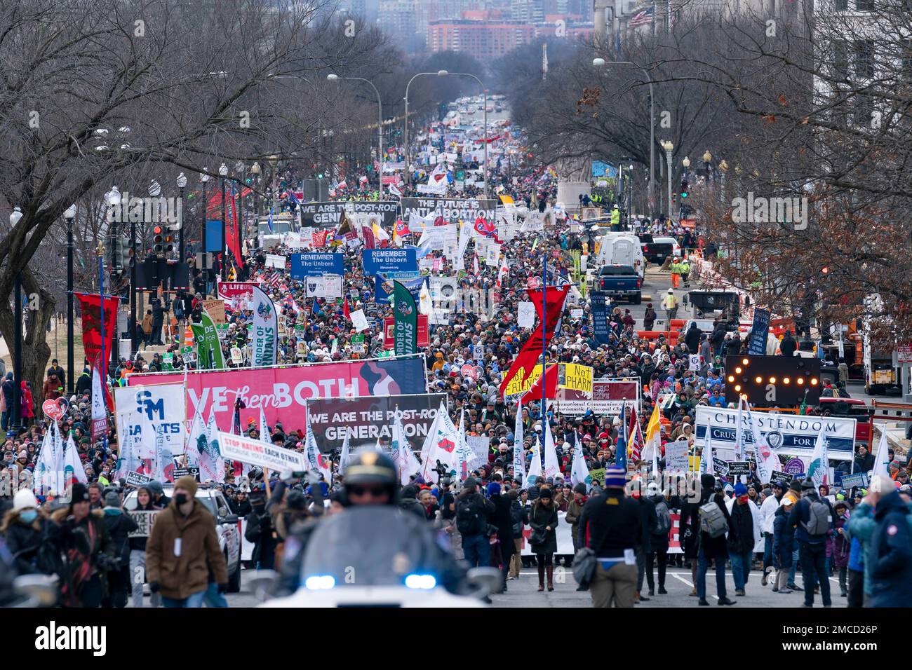Anti-abortion activists march towards the U.S. Supreme Court during the ...