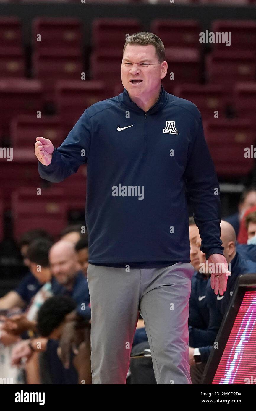 Arizona head coach Tommy Lloyd against Stanford during an NCAA college ...