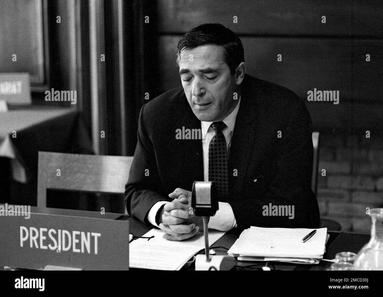 Press conference by Robert Maxwell, English MP, on Oct. 2, 1968. (AP ...