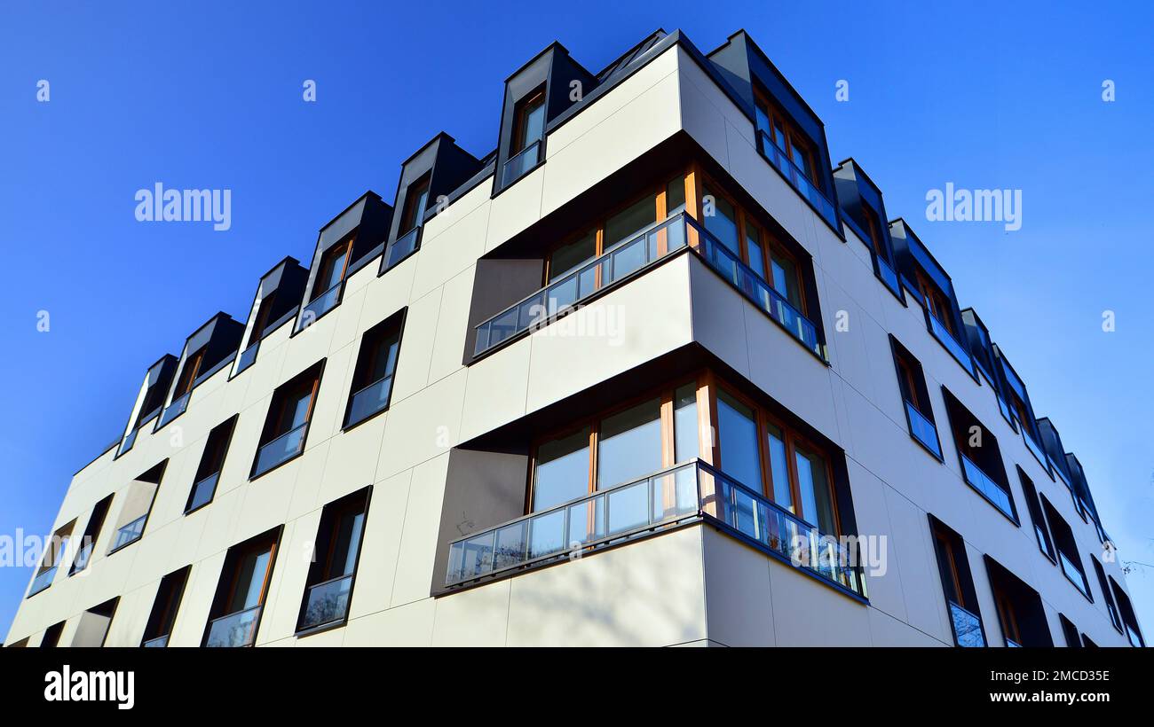 Modern european residential architecture on a sunny day. Exterior of ...