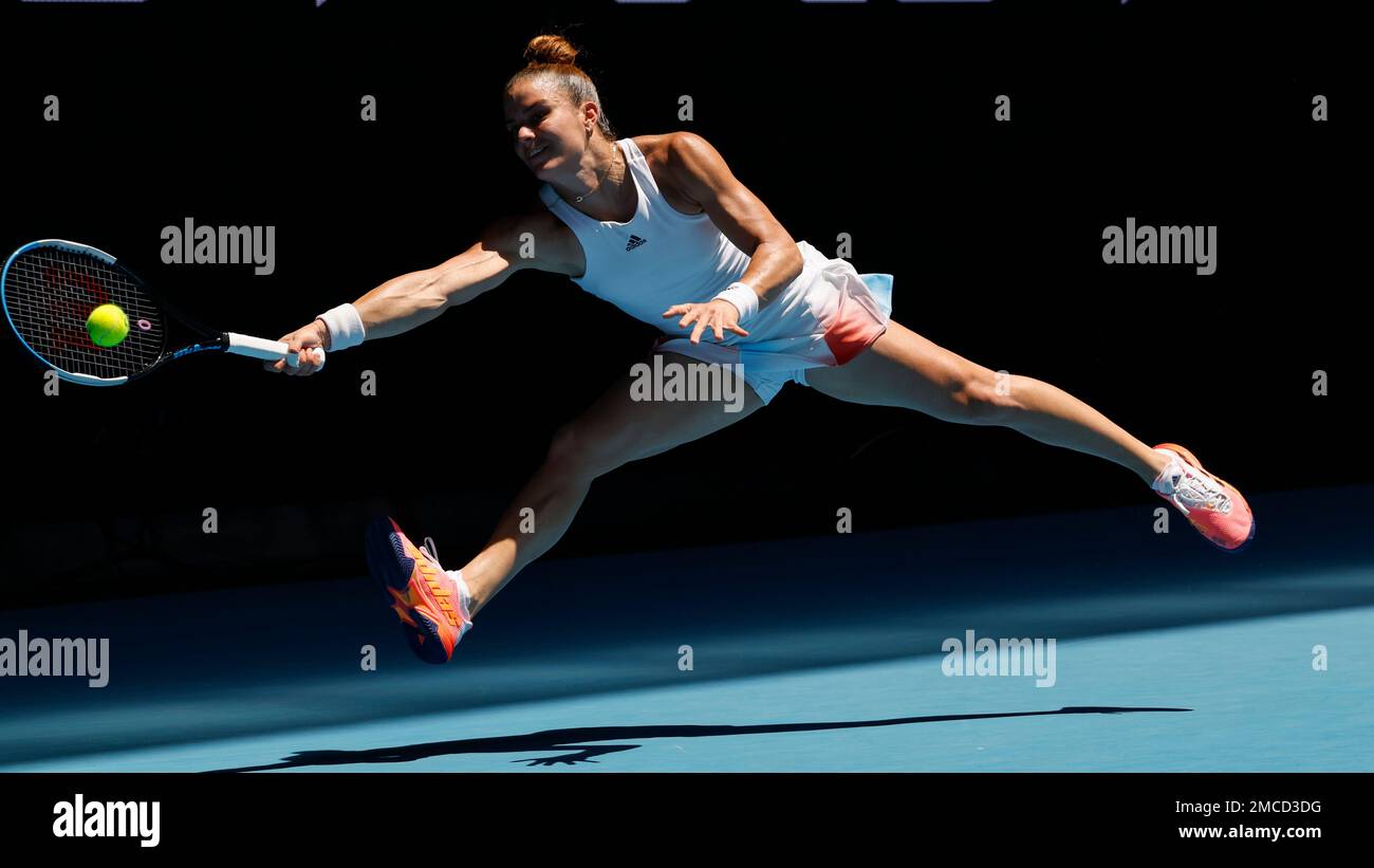 Maria Sakkari of Greece plays a forehand return to Veronika Kudermetova ...
