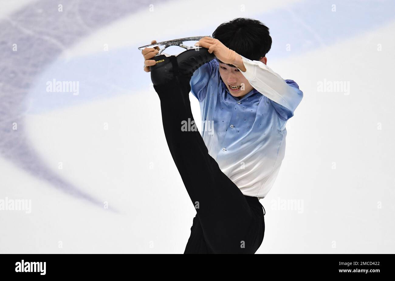 Jaeseok Kyeong of South Korea performs in the men short program during ...