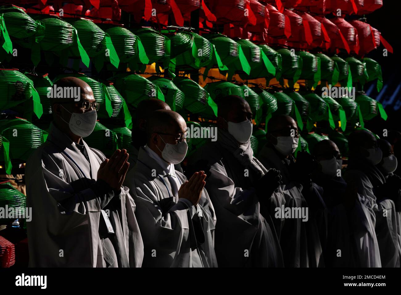 South Korean Buddhist monks participate at a rally at the Jogye temple ...