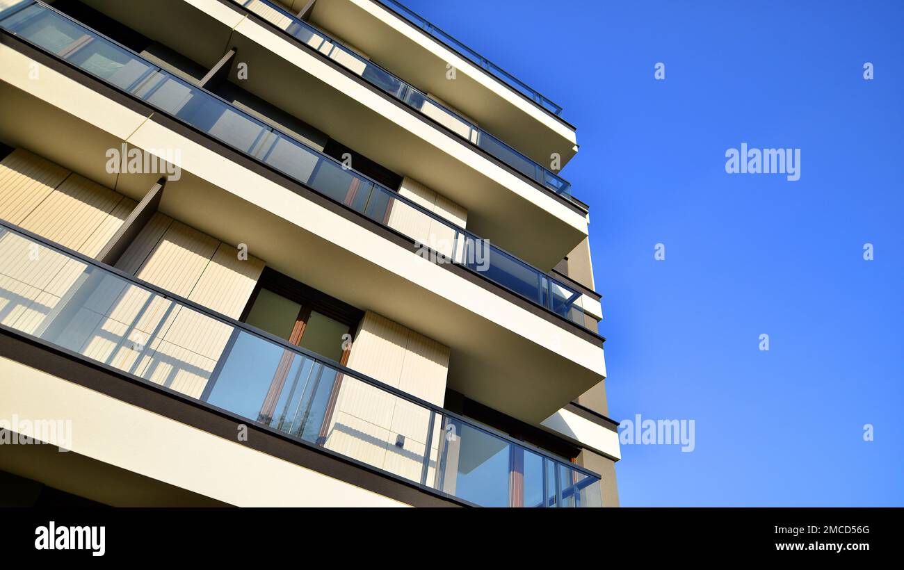 Modern european residential architecture on a sunny day. Exterior of ...