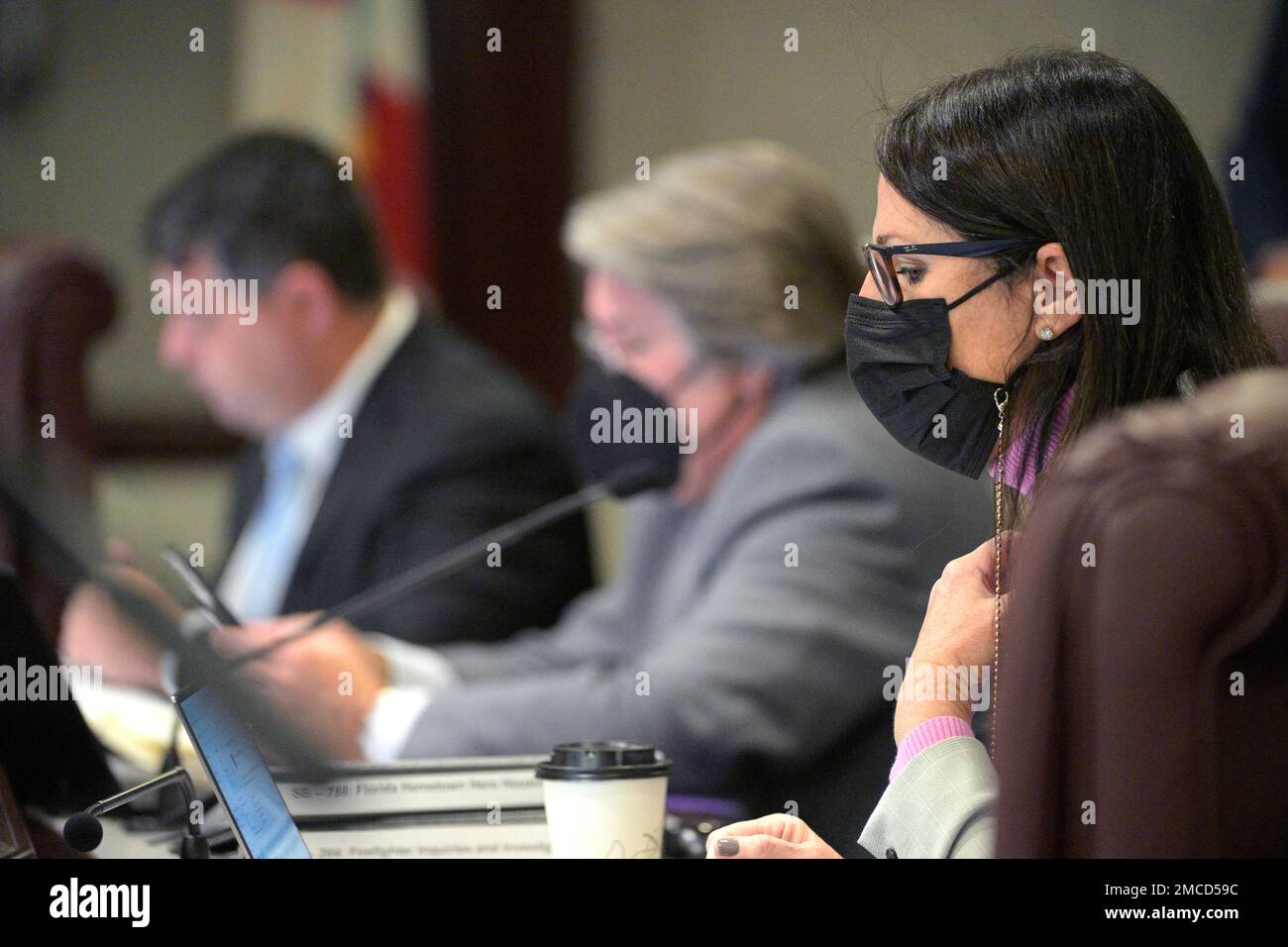 Florida Sen. Tina Polsky, right, makes a point during a Senate ...