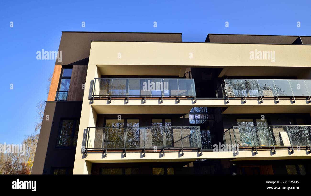 Modern european residential architecture on a sunny day. Exterior of ...