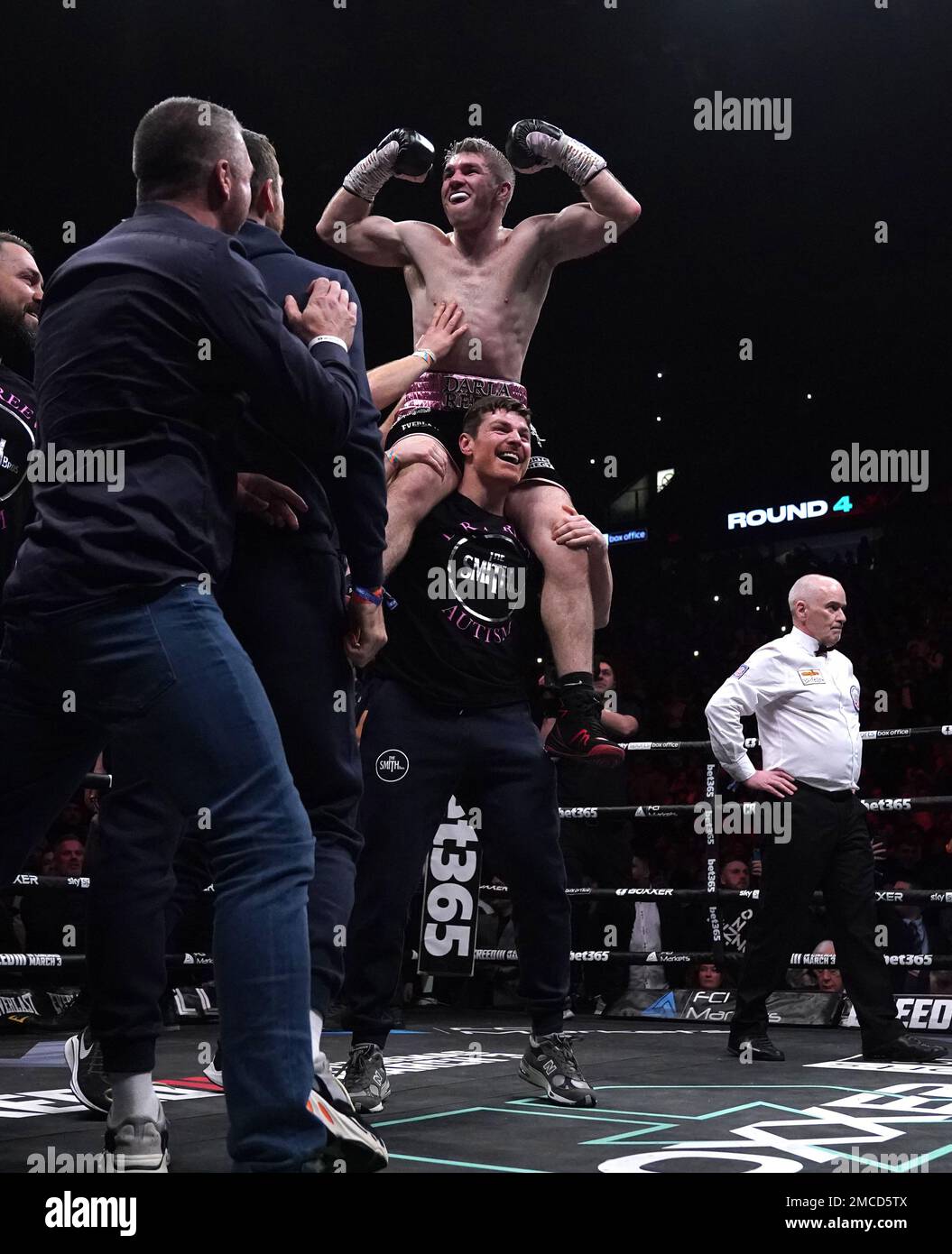 Liam Smith celebrates victory against Chris Eubank Jr in the ...