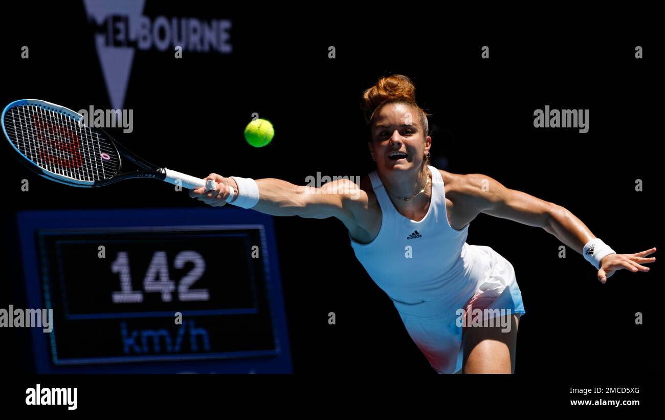 Maria Sakkari of Greece plays a forehand return to Veronika Kudermetova ...
