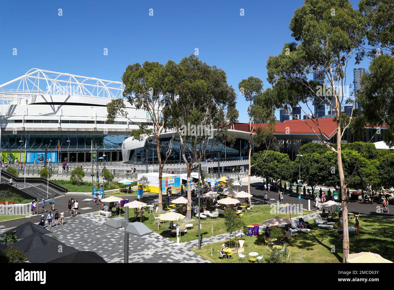A general view of Melbourne Park venue for the Australian Open tennis ...