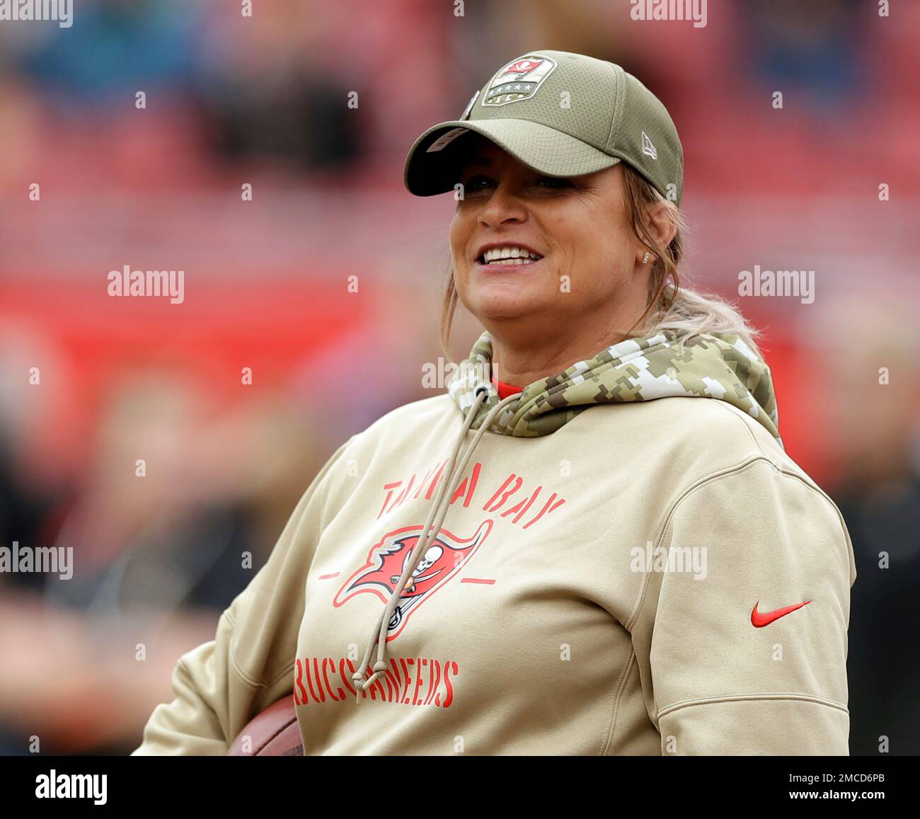 FILE - Tampa Bay Buccaneers coach Lori Locust looks on before an NFL ...