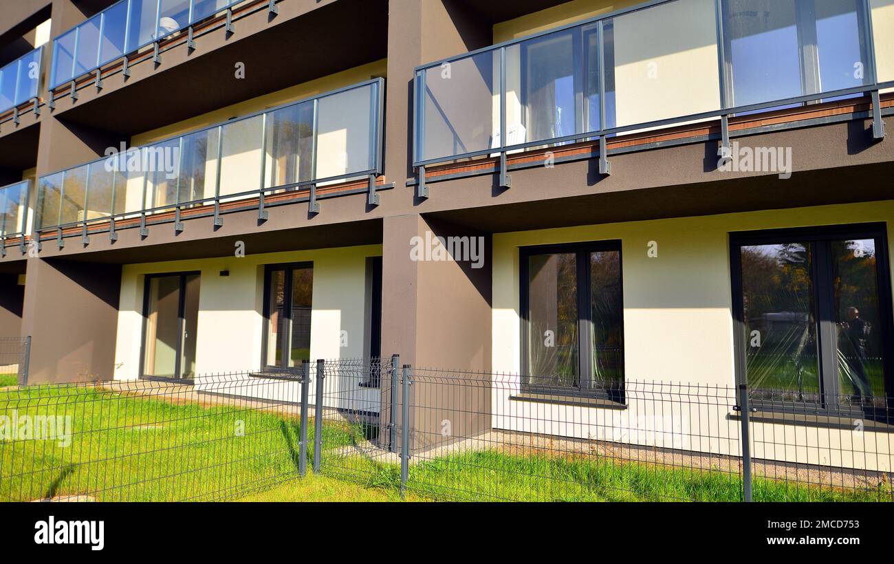 Modern european residential architecture on a sunny day. Exterior of ...