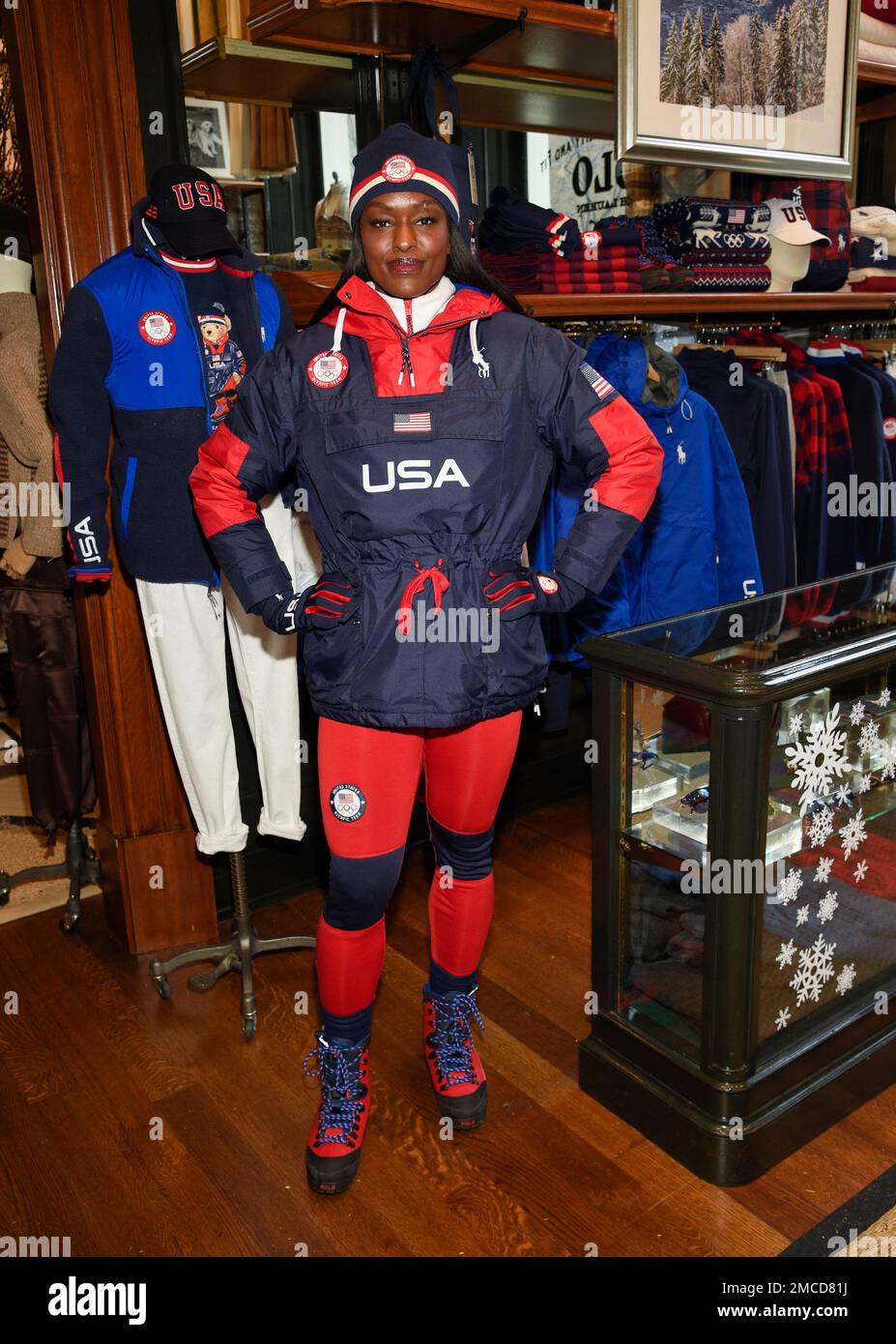Bobsledder Aja Evans models the Team USA Beijing winter Olympics ...