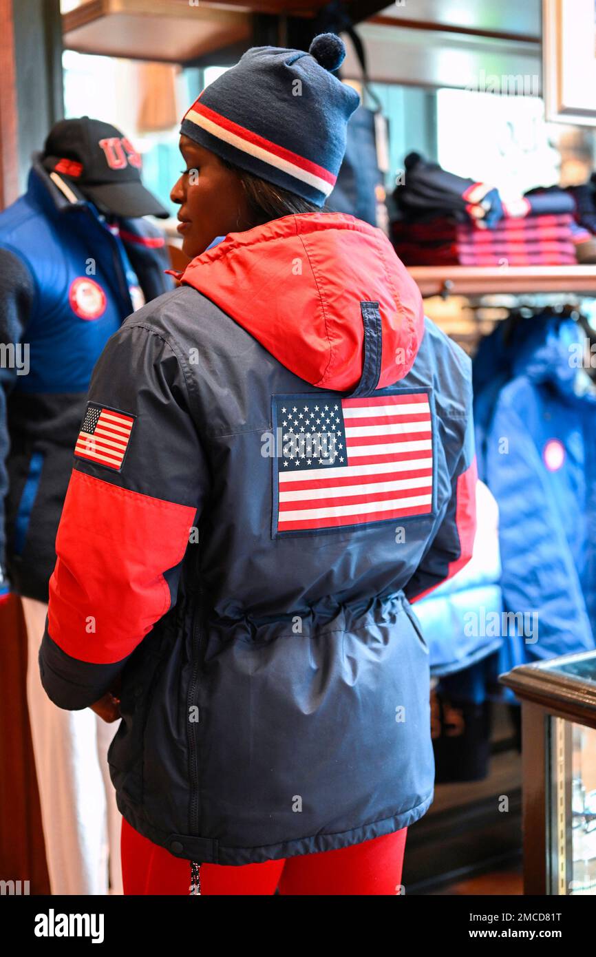 Bobsledder Aja Evans models the Team USA Beijing winter Olympics ...