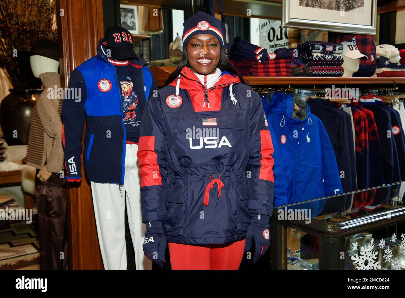 Bobsledder Aja Evans models the Team USA Beijing winter Olympics ...