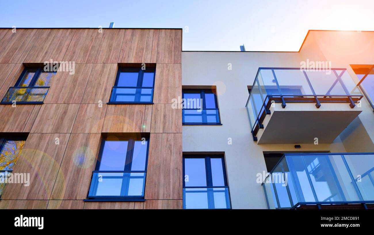 Modern european residential architecture on a sunny day. Exterior of ...