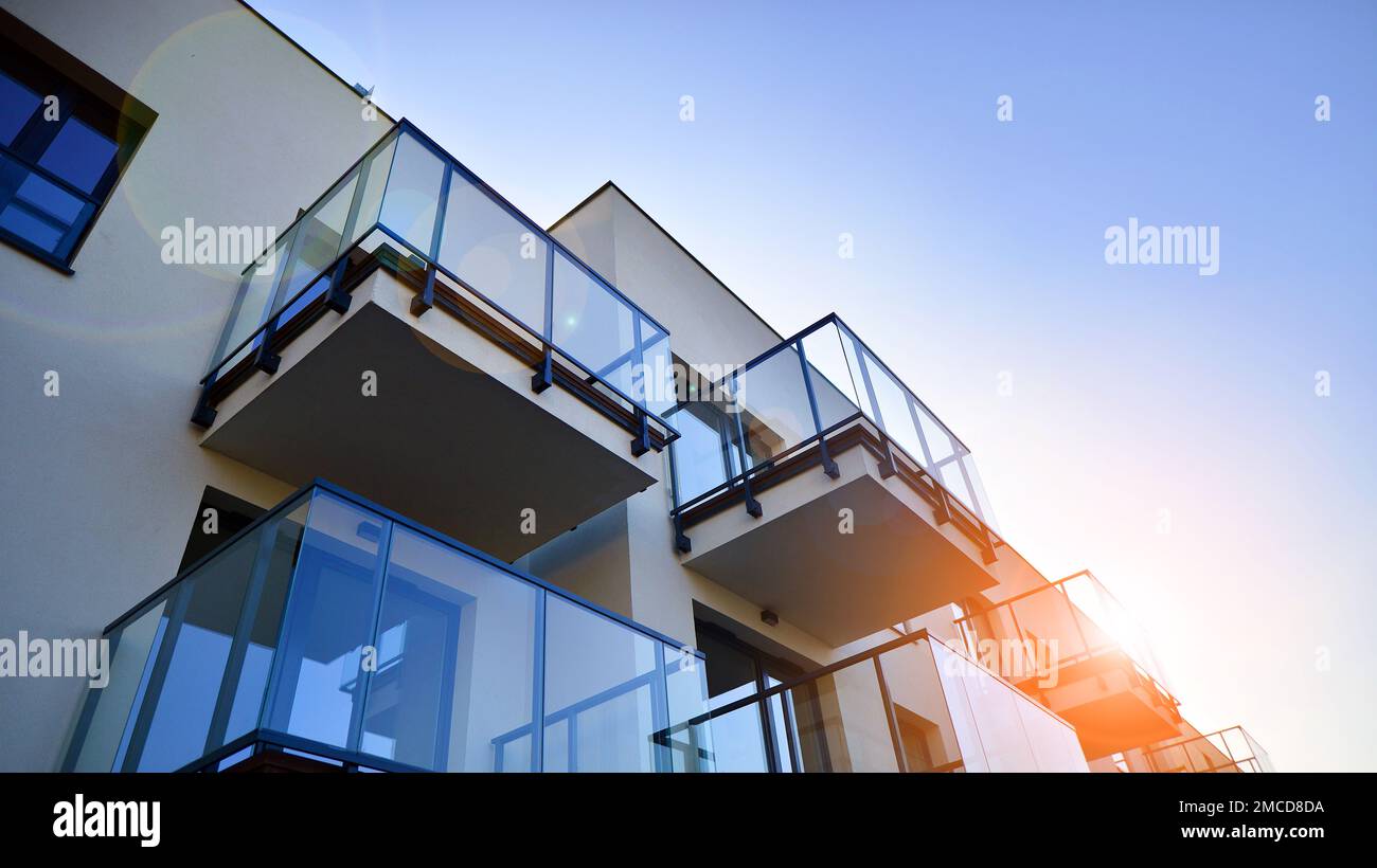 Modern european residential architecture on a sunny day. Exterior of ...