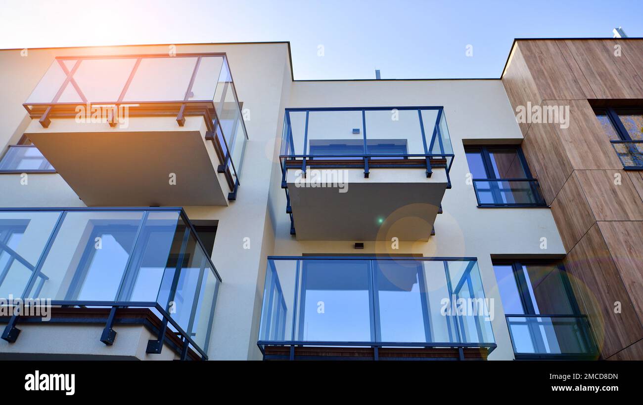 Modern european residential architecture on a sunny day. Exterior of ...