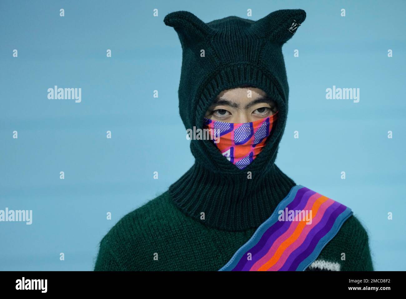 A model wears a creation for the Louis Vuitton fall-winter 22/23 men's ...