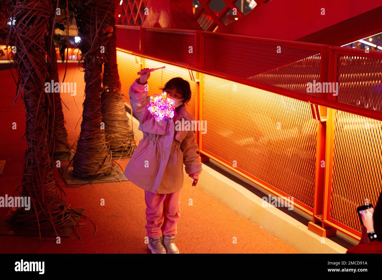 CHENGDU, CHINA - JANUARY 21, 2023 - Citizens watch a light show themed ...