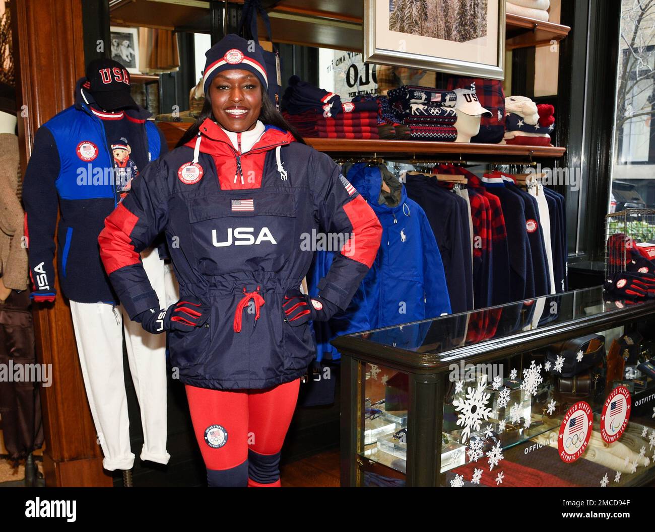 Bobsledder Aja Evans models the Team USA Beijing winter Olympics ...