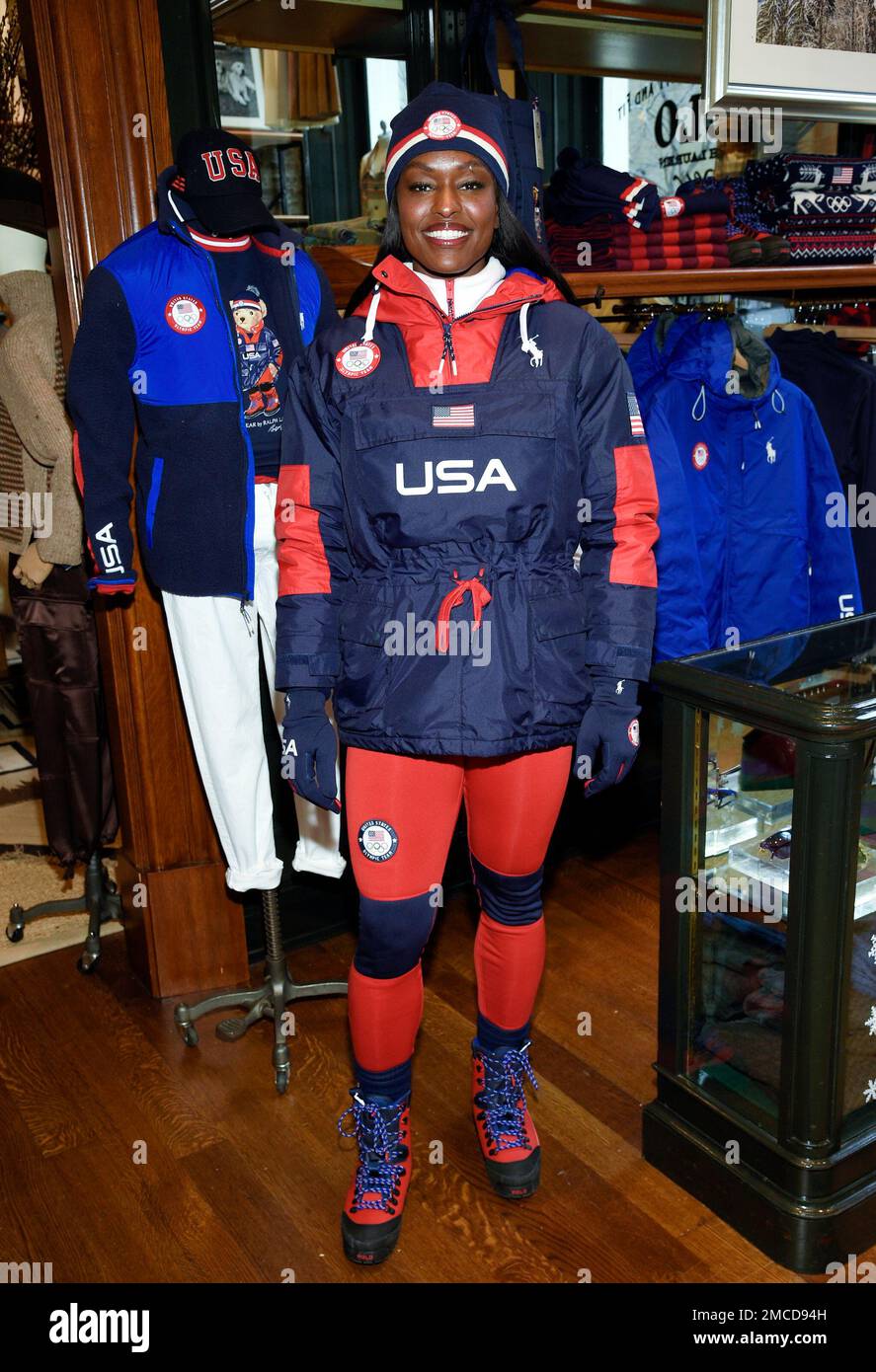 Bobsledder Aja Evans models the Team USA Beijing winter Olympics ...