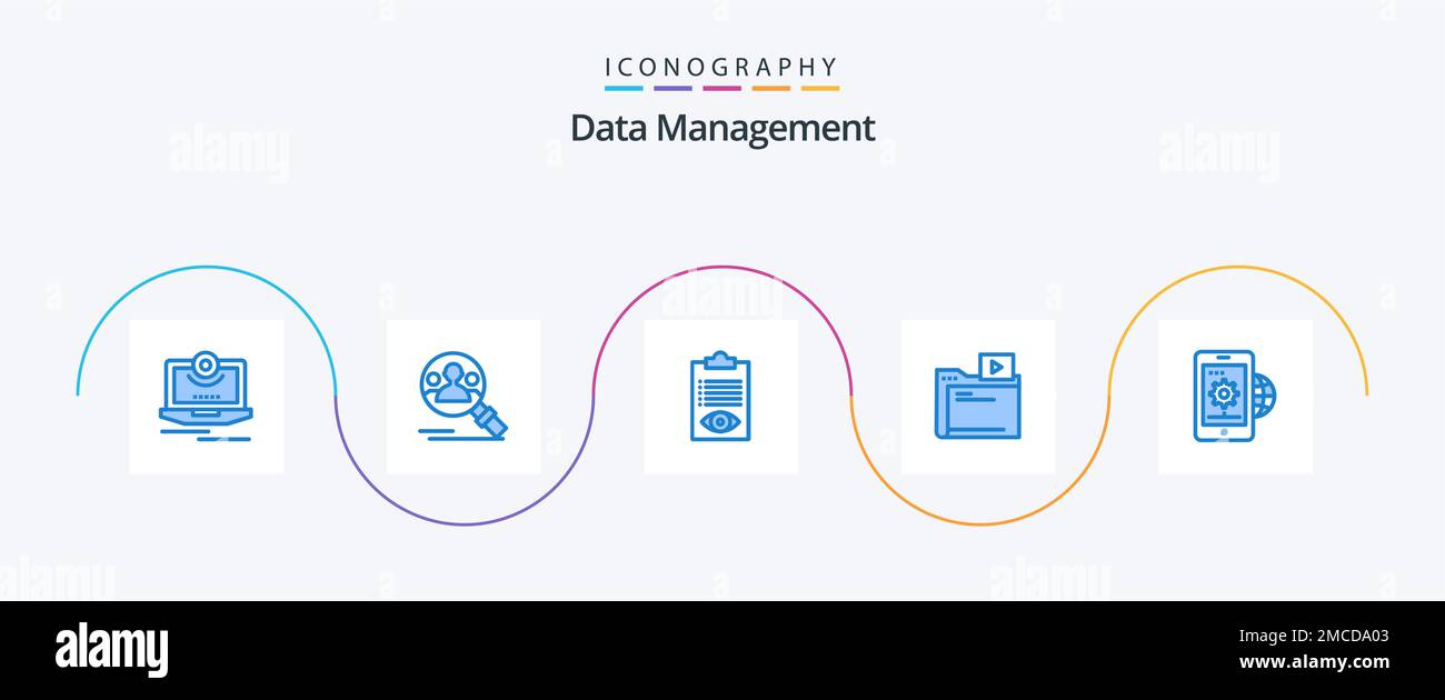 Data Management Blue 5 Icon Pack Including media. movie. user. folder ...
