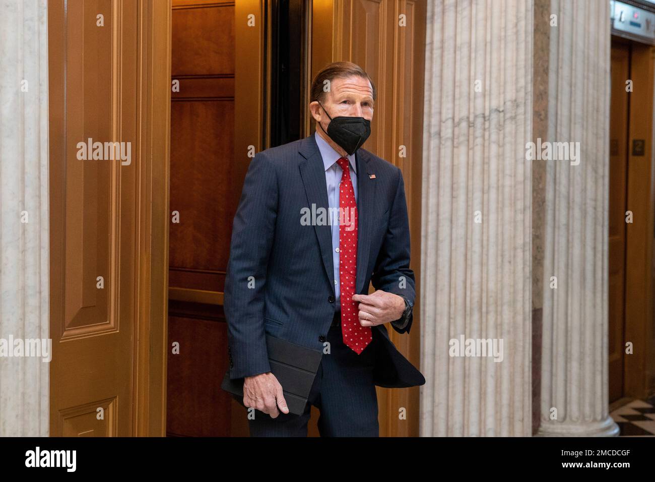 Sen. Richard Blumenthal, D-Conn., walks the halls of the Capitol in ...