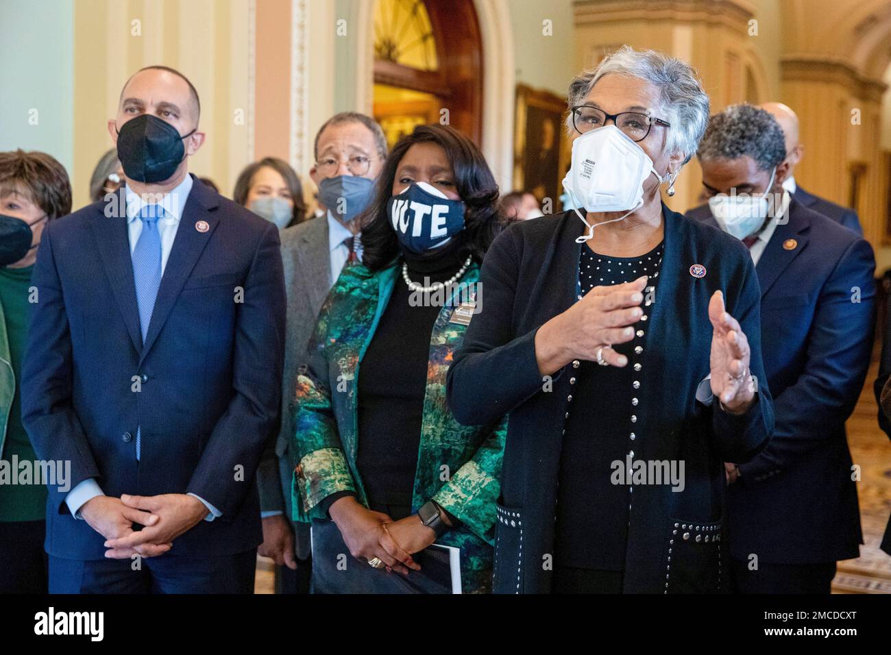 From left, Rep. Hakeem Jeffries, D-N.Y., Rep. Terri Sewell, D-Ala., and ...