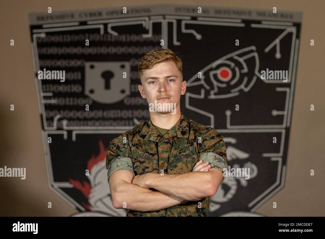 U.S. Marine Corps Sgt. Robert Gerbec, a cyberspace warfare operator ...