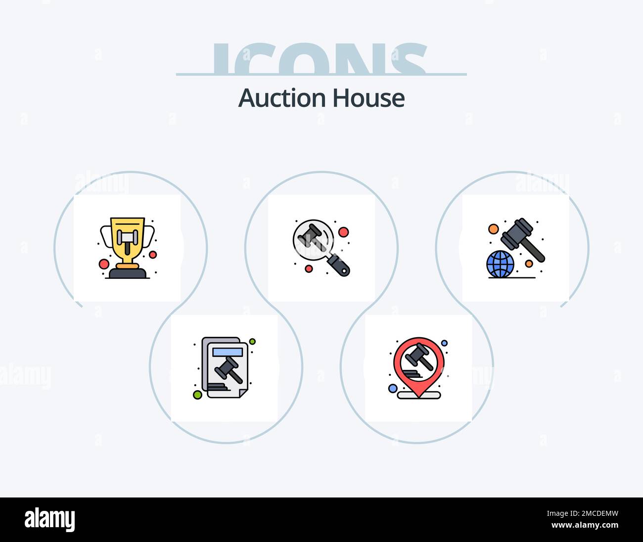 Auction Line Filled Icon Pack 5 Icon Design. sign board. auction. law ...