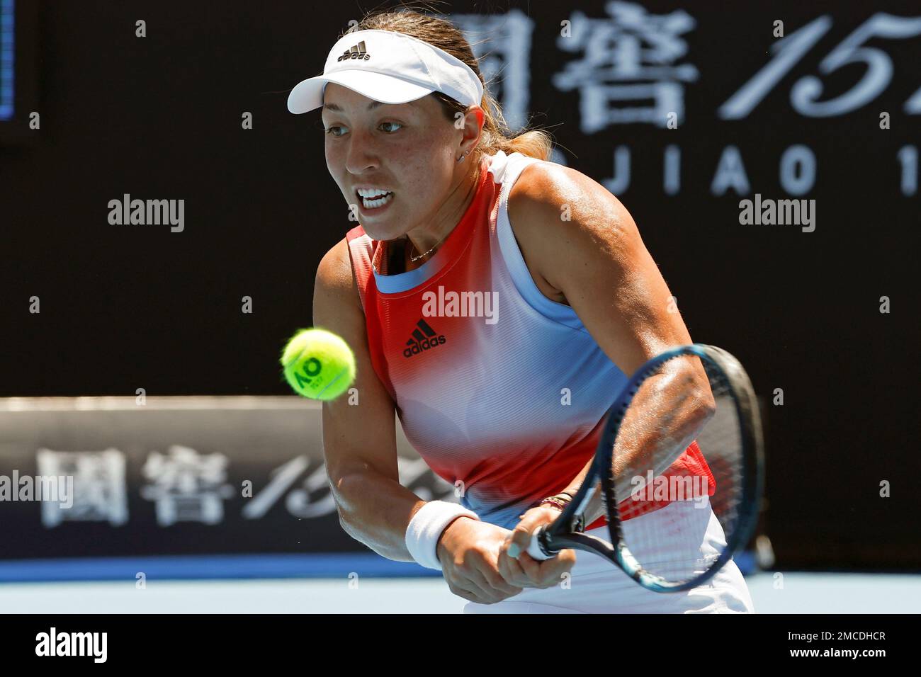 Jessica Pegula of the U.S. plays a backhand return to compatriot ...