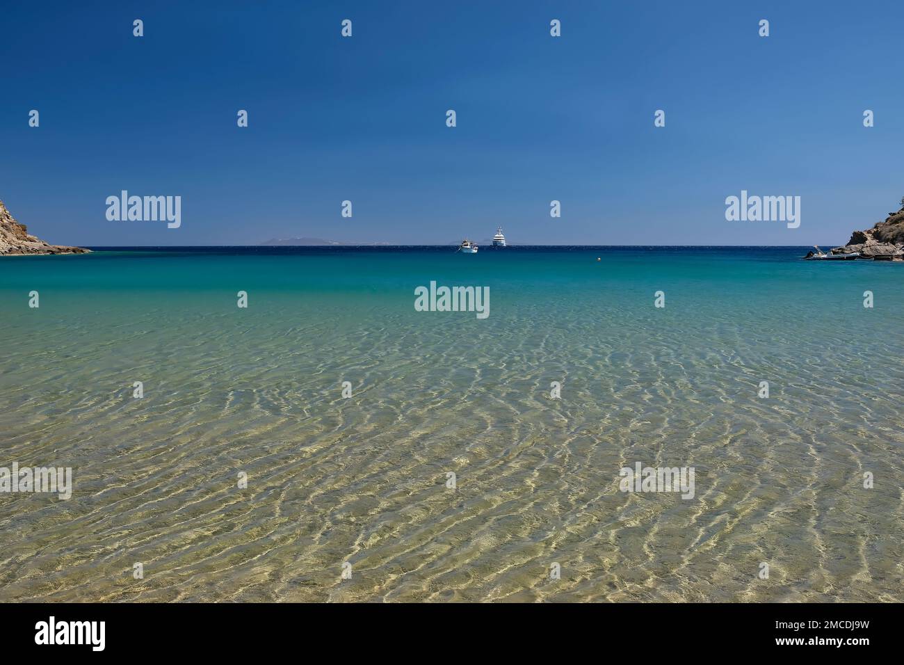The stunning turquoise sandy beach of Kolitsani View in Ios Cyclades ...