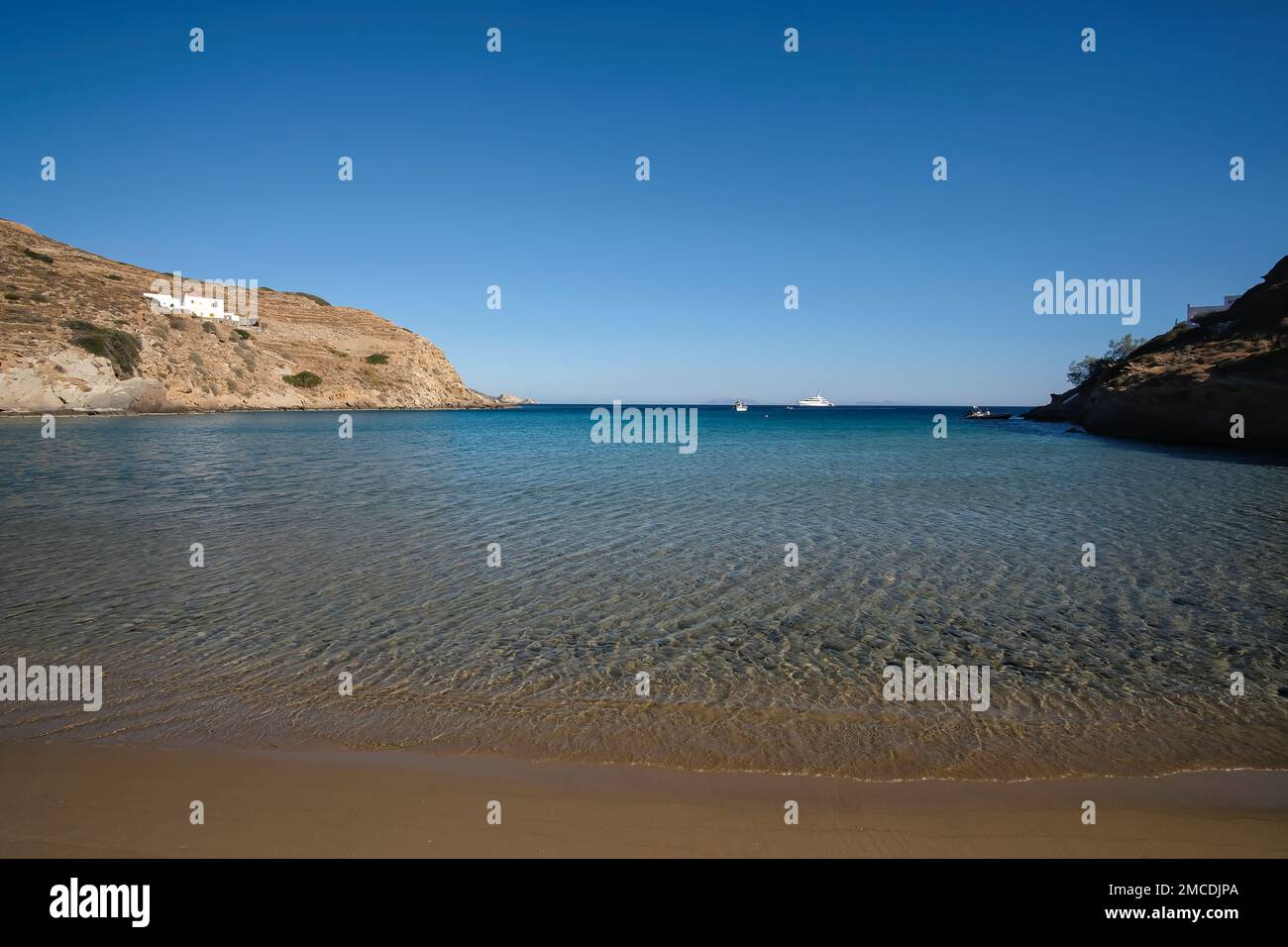 The stunning turquoise sandy beach of Kolitsani View in Ios Cyclades ...
