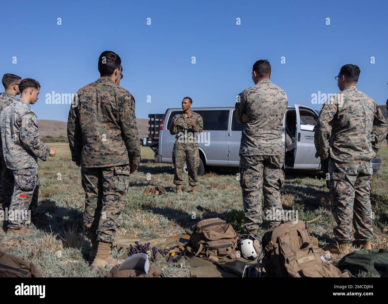 U.S. Marine Corps Sgt. Dillon Saunders, a landing support specialist ...