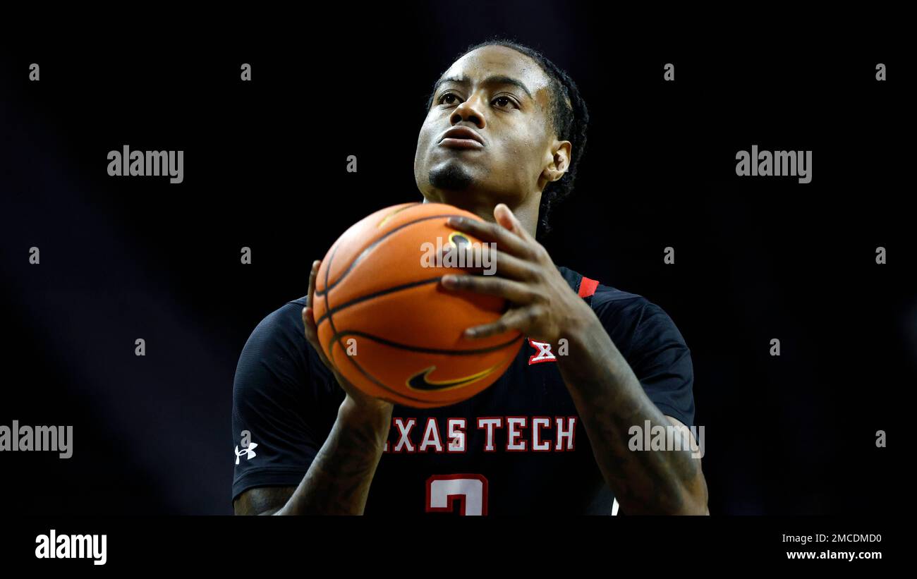 Texas Tech guard Davion Warren during an NCAA college basketball game ...