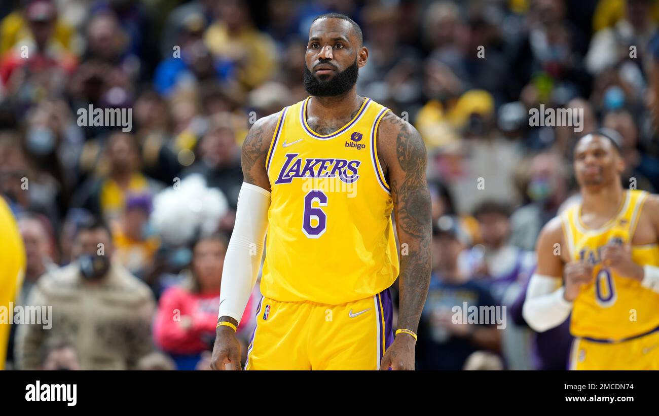 Los Angeles Lakers forward LeBron James (6) in the first half of an NBA ...