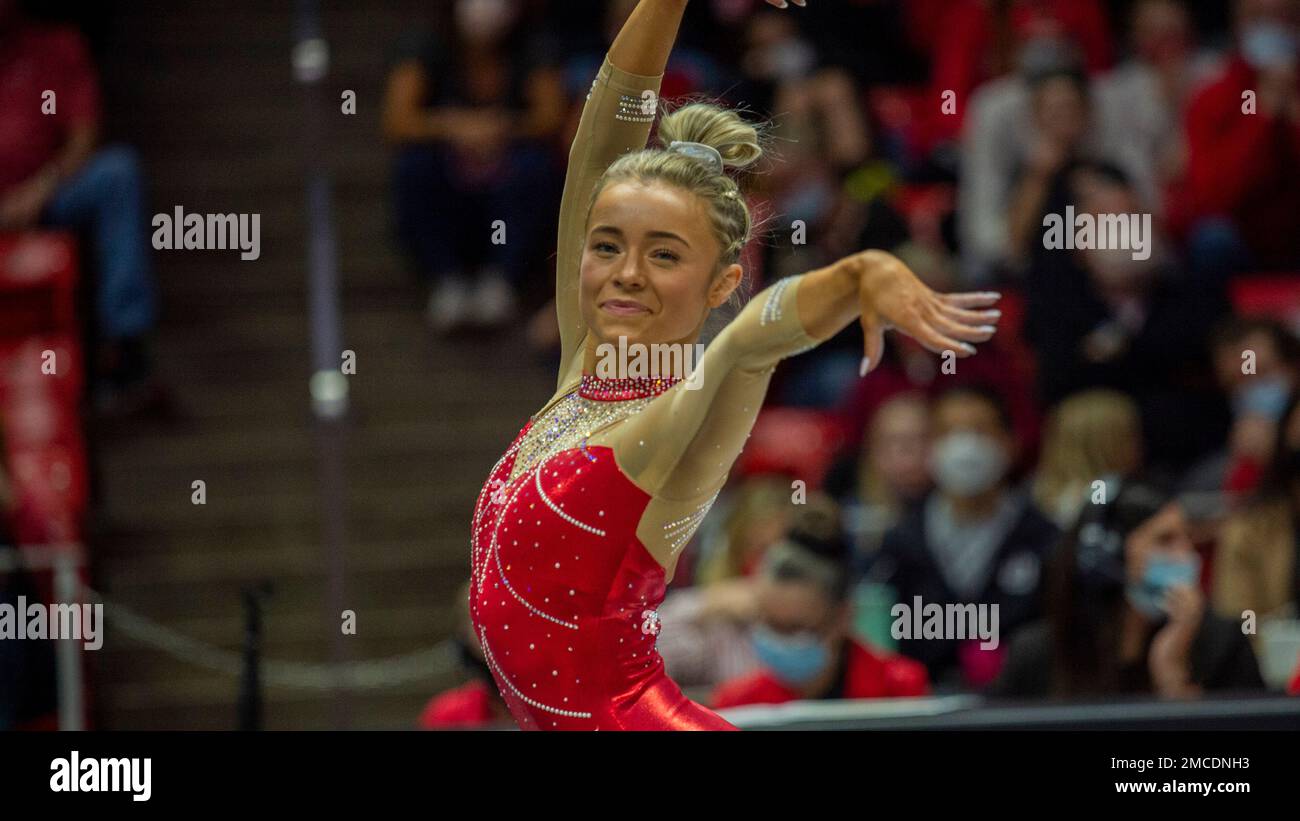 Utah Utes gymnast Sydney Soloski performs during an NCAA gymnastics ...